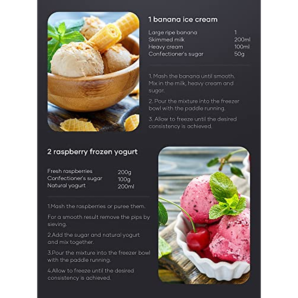 INTASTING Ice Cream Maker, 1.6 Quart Frozen Yogurt-Sorbet, for Homemade Ice Cream, Gelato, Stainless Steel, Silver