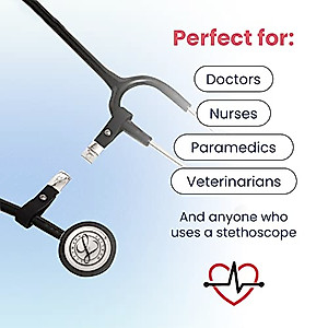 ScopePal Clip for Stethoscopes, Stethoscope Clip for Doctors, Nurses, Medical Students, Stethoscope Accessory Compatible with 3M Littmann Classic III, Lightweight II S.E, and More, Black