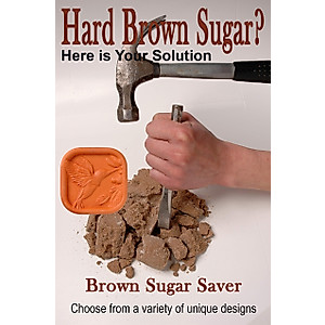 JBK Pottery Brown Sugar Saver - Terra Cotta Humidifying Stone Softens Brown Sugar, Keeps Snacks Crisp and Fresh - Natural Clay Moisture Absorber for Food and Chips