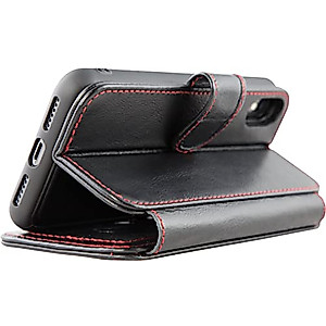 Wilken iPhone 13 Mini Leather Wallet Case with Detachable Magnetic Phone Case | Compatible with MagSafe and All Wireless Charging Accessories | Genuine Leather Magnetic Wallet Case | (Black, 13 Mini)