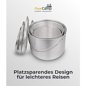 AceCamp® Camping Pot for Gas Stove Made of Aluminium with Handle and Lid [4L] - Camping Pots for Gas Cookers, Grills and Fire - Camping Pot Set Camping Pot - Camping Cooking Pot Set Camping