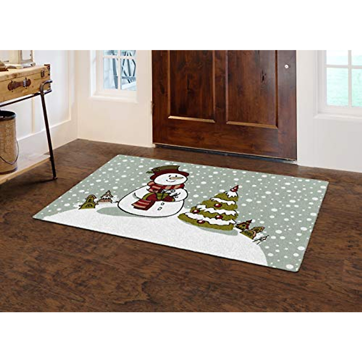 Brumlow MILLS Snowman Washable Festive Christmas Snow Scene Indoor or Outdoor Holiday Area Rug for Living or Dining Room, Bedroom Carpet and Kitchen Runner Rug, 30" x 46", Snow Christmas Tree