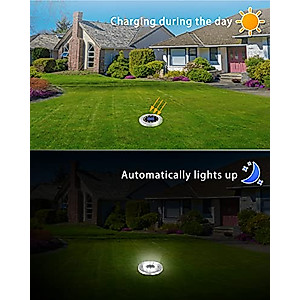 Coroor Solar Ground Lights, 12 LED Waterproof Garden Lights Outdoor Bright In-Ground, Solar Disk Lights Outdoor Decorations for Pathway Yard Lawn Patio Walkway Pool(8 Packs White)