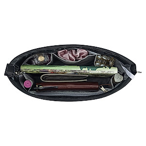 Vercord Premium Nylon Purse Organizer Tote Handbag Insert Organizers Bag in Bag Zipper 13 Pockets Black Small