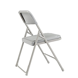 National Public Seating 800 Series Steel Frame Premium Light Weight Plastic Seat and Back Stacking Folding Chair with Double Brace, 480 lbs Capacity, Grey