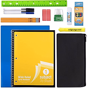 Trail maker Pre-Filled 17" Backpack & School Supply Kit - 20 Piece Back to School Supplies with Backpack (Black Pack)