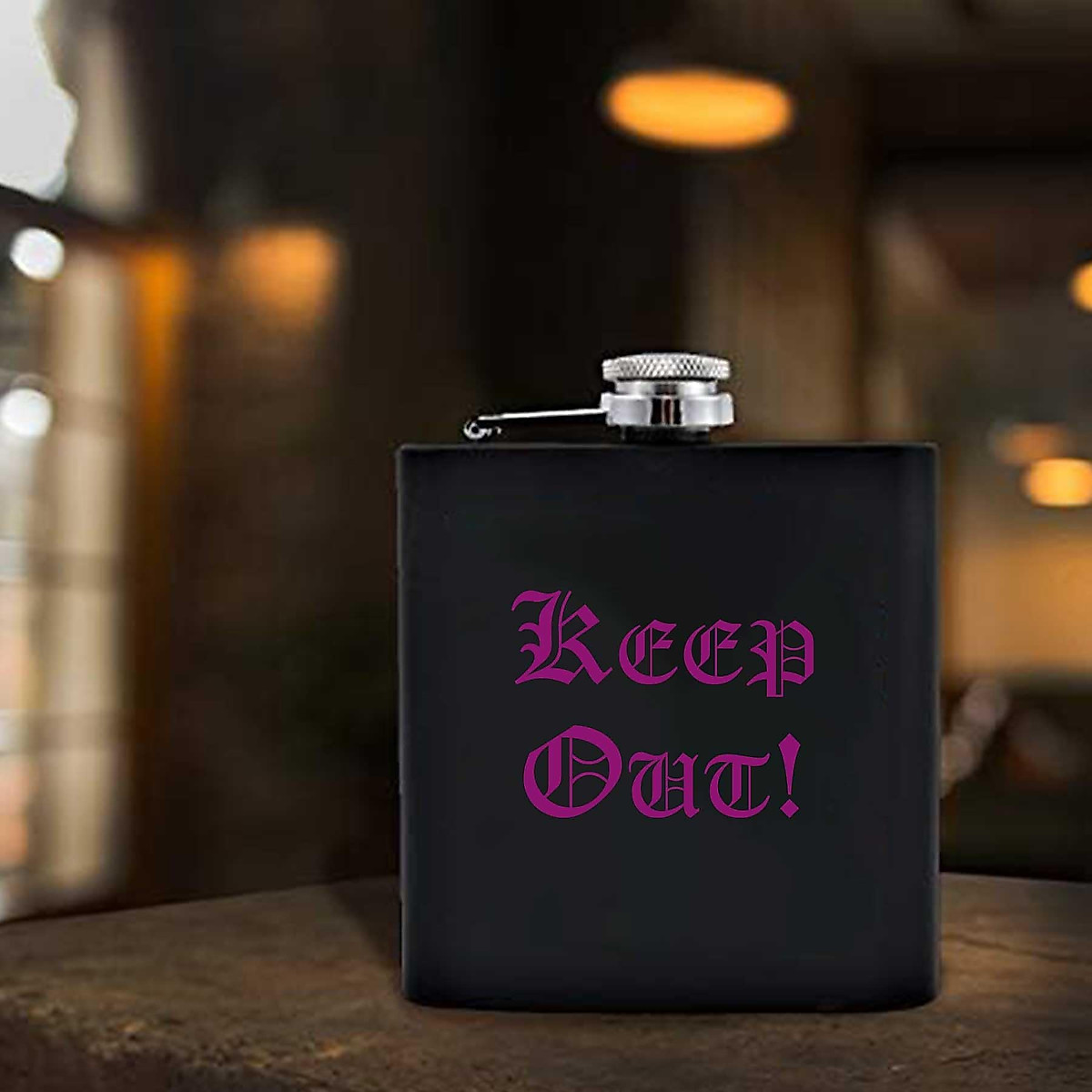 Personalized 6oz Stainless Steel Matte Black Flask - Printed Your Text Here, Metal Hip Pocket Discreet Flask – Custom Novelty Groomsmen Gifts – Liquor Whiskey Gifts for Men Women