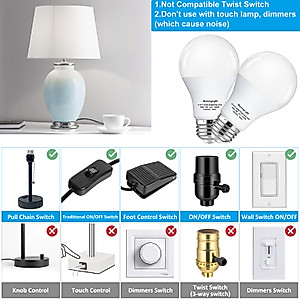 2024 NEW 3-Way LED Bulb for ON/OFF Old-Style Switch Fixtures (Not Compatible with Twist Switch), Daylight 5000K, A19 Three-Level Brightness Bulb for Pull Chain Lamps, 15/40/60W Equivalent, 4 Pack