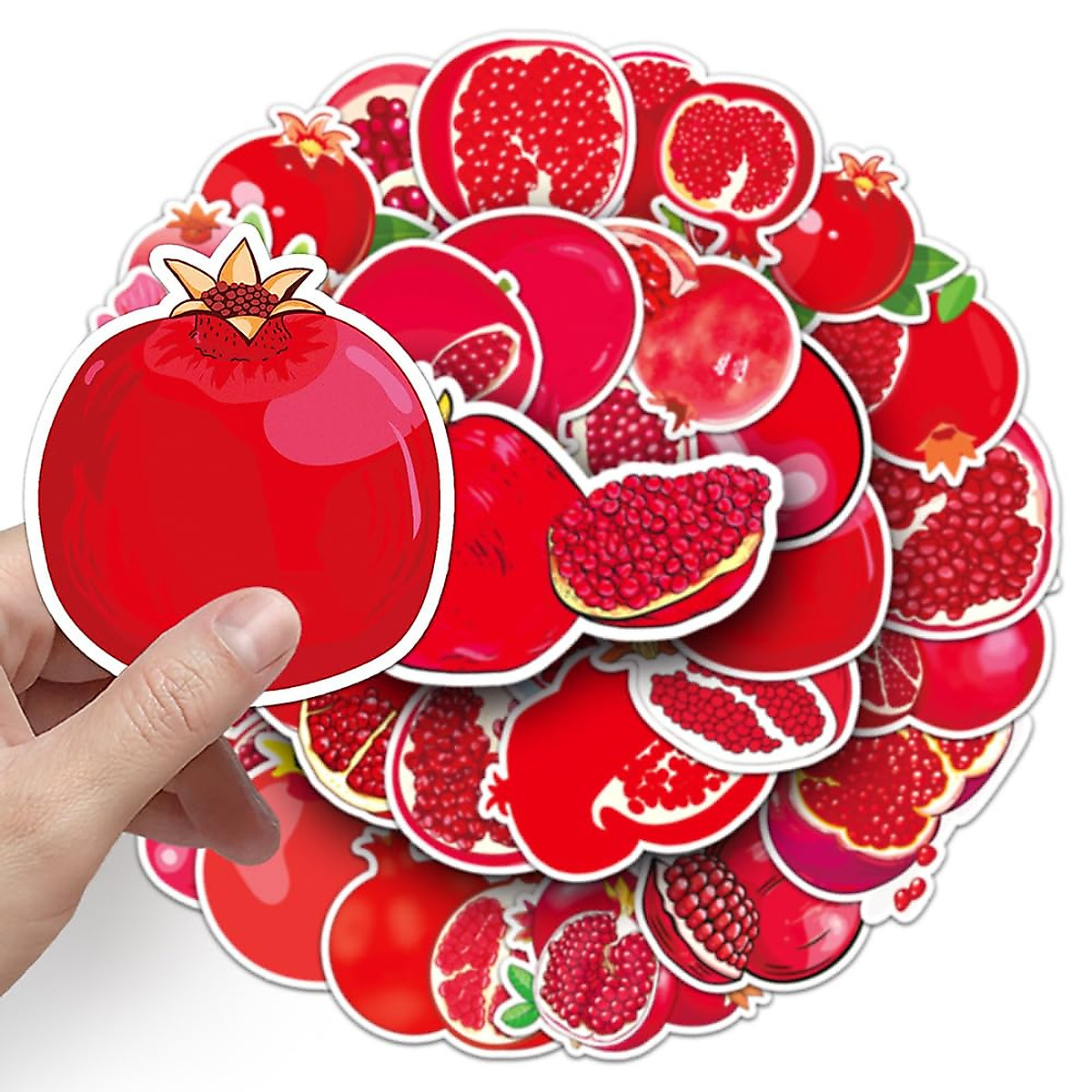 Pomegranate Stickers for Kids Girls Boys Teens|50 Pcs| Aesthetic Waterproof Vinyl Stickers for Laptop Water Bottle Phone Cup Tablet Luggage Car Flasks, Unique Fruit Decals Pack(Pomegranate-50Pcs)