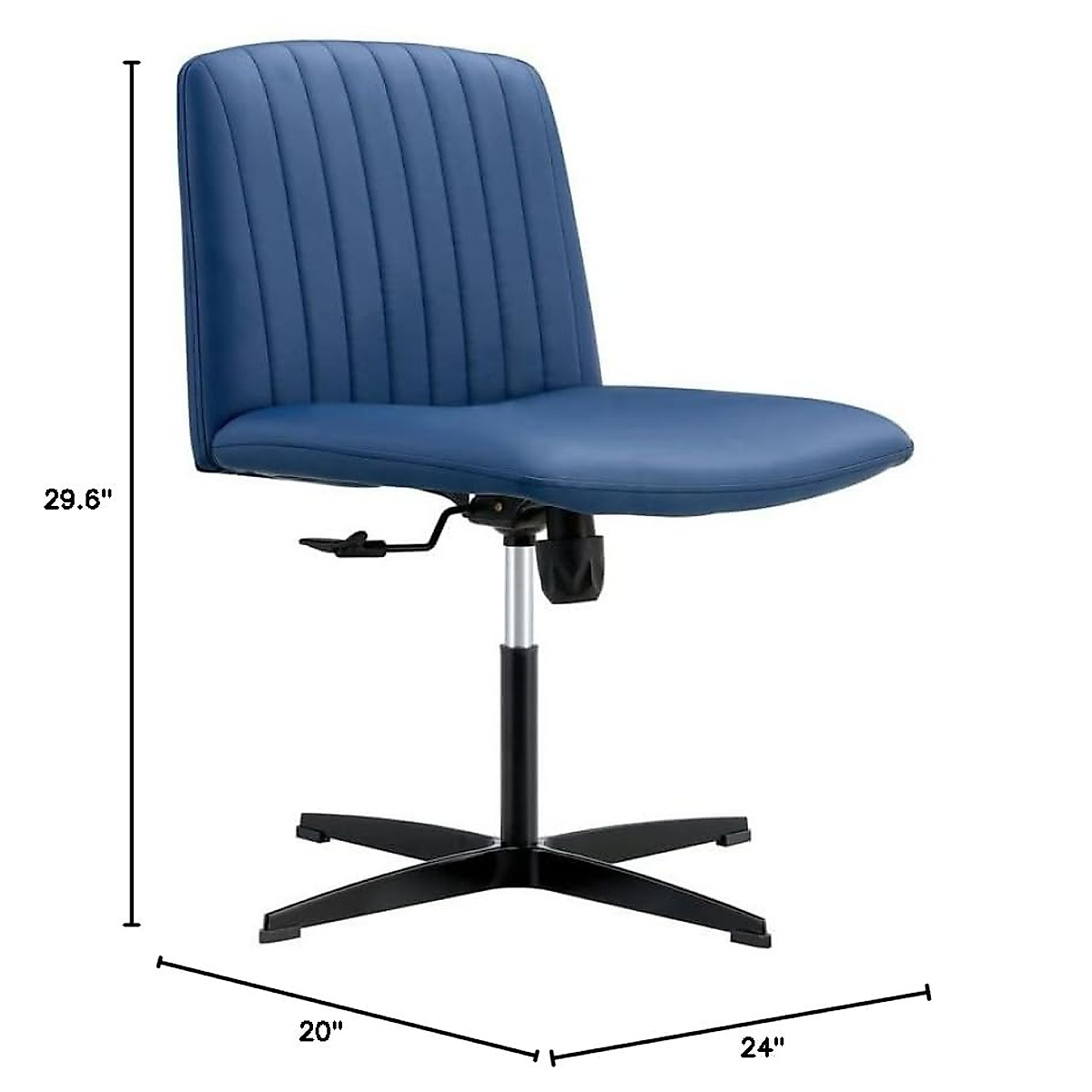 TURRIDU Criss Cross Chair No Wheels, Armless Office Chair with Wide Seat and Mid Back, Height Adjustable Swivel Cross Legged Office Chair Computer Vanity Chair for Home, Office, Small Space, Blue