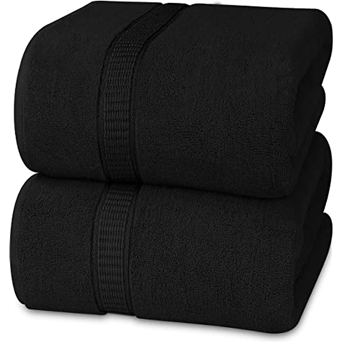 Utopia Towels Bundle Pack of 600 GSM Bath Sheet Set (2-Pack) and Banded Bath Mats (2-Pack) – 100% Ring-Spun Cotton – Highly Absorbent – Soft & Luxurious – Black