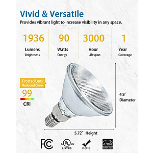 RAGFOZ Par38 Halogen Flood Light Bulb 90W 120V, 4Pcs Outdoor PAR38 90W Light Bulbs,Dimmable, E26 Medium Base, Warm White, High Output Reflector Flood Lights for Indoor and Outdoor