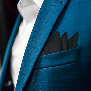 NEOVAT Black Solid Woven Pocket Squares For Men