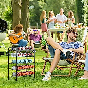 OYEAL Water Bottle Storage Rack 5 Tier Bottled Water Holder Organizer Freestanding Floor Beverage Soda Drink Stand Shelf for Kitchen Pantry Can Storage, Hold 30 Bottles, Black