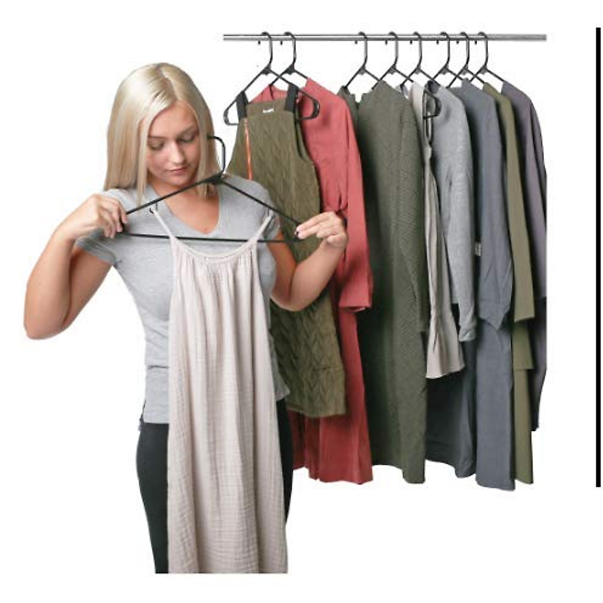 Sharpty Plastic Hangers Clothes Hangers for Clothing, Closet, Coats & Shirts - Durable, Thick, Tough & Space Saving - for Everyday Standard Use, Room Essentials & Basics - 20 Pack - Black