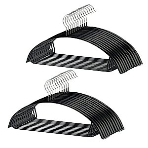 TIANYIYIJIA Hangers (20 Pack) Non-Slip Shirt Hanger,Suit HangerCoat Jacket Hangers,Sweater Hangers,PVC-Coating Metal Hangers for Pants, Ideal for Laundry & Everyday Use, Slim & Space Saving… (Black)