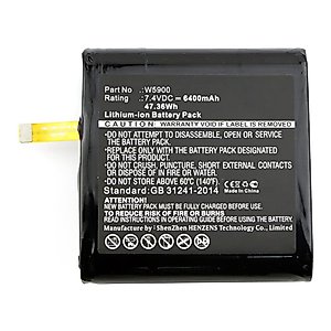 Synergy Digital Credit Card Reader Battery, Compatible with Sunmi W5900 Credit Card Reader, (Li-ion, 7.4V, 6400mAh) Ultra High Capacity, Replacement for Sunmi W5600 Battery