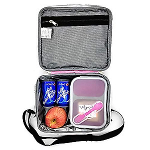 JYPS Insulated Unicorn Lunch Box for Kids, Flip Sequin Girls Tote Lunch Bags with Shoulder Strap, Handheld Reusable Lunch Box Bags Christmas Gifts for Girls at School