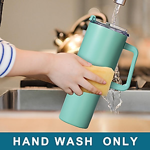 Gome 40 oz Tumbler with Handle - Stainless Steel Cup with Straw - Insulated Coffee Mug with Lid - Daisy Birthday Gifts for Women - Hand Wash Only Eucalyptus Green