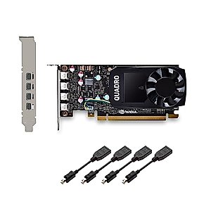 Epic IT Service – Quadro P620 with Four Mini Displayports, Both Half and Full Brackets, and 4 x mDP to DP Adapters etc, 4K Resolution (1 Year Warranty)