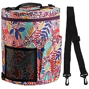 KOKNIT Durable Yarn Storage Tote, Yarn Organizer Crochet Bag with Knitting Accessories Pockets for Beginners and Craft Lovers, Slits on Top to Protect Wool and Prevent Tangling