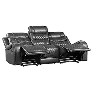Lexicon Derringer Wall Hugger Manual Double Reclining Sofa, Gray