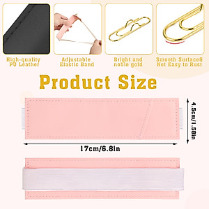 WSICSE 4Pcs Pen Holder for Notebook Set Include PU Leather Pen Holder with Adjustable Elastic Band and Metal Pen Clips for Notebooks, Journals, Planners