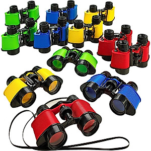 Kicko Pack of 12 Binoculars Toy for Kids - 3.5"x5" Kids Binoculars for Bird Watching and Jungle Pretend Play - Forest Guard Costume - Safari Party Favors and Educational Adventure Gifts for Children