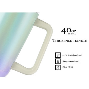 Murmioo 40OZ Tumbler with Handle and Straw,Insulated Leak Proof Stainless Steel Travel Mug,Reusable Water Bottle Cup，Maintains Cold, Heat, and Ice for Hours(Purple green gradient)