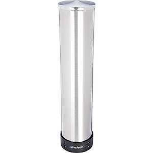 San Jamar C3500P Stainless Steel Pull Type Beverage Cup Dispenser, Fits 32oz to 46oz Cup Size, 4" to 4-7/8" Rim, 23-1/2" Tube Length