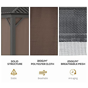 ZZBJ 12'x10' Outdoor Hardtop Gazebo with Aluminum Frame, Gazebo Canopy with Curtains Netting for Gardens, Patios, Backyards