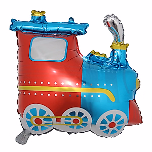 Blue Locomotive Train Classic Car Foil Balloons Railroad Round Train Balloon Boy Birthday Party Decor Happy Birthday toy (Locomotive)