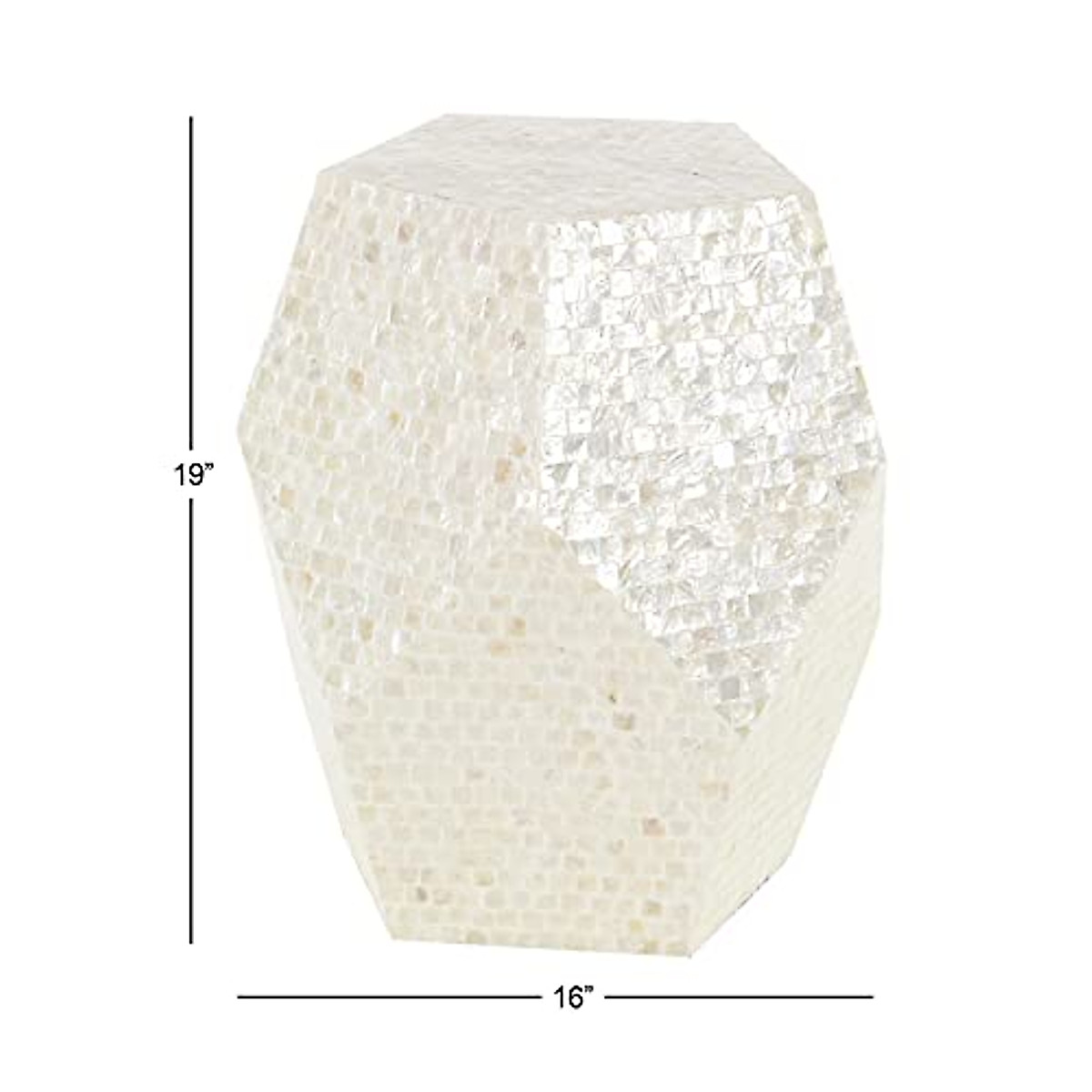 Deco 79 Mother of Pearl Shell Handmade Side End Accent Table End Table, Side Table 16" x 16" x 19", Cream