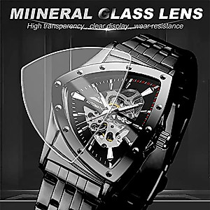 FORSINING Triangle Skeleton Men's Automatic Mechanical Watch Luxury Gold Black Stainless Steel Watches Waterproof Luminous Sports Wristwatch