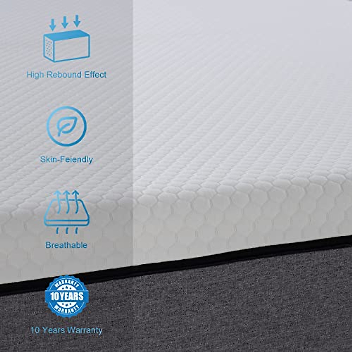 BAENIGHT Gel Memory Foam Mattress ，8 Inch High Rebound Effect Mattress for Relieving Body Pressure，Medium Firm Affordable Bed Mattresses with Replaceable Cover with Zipper (Queen (U.S. Standard))