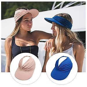 Sun Hat Women Sun Beach Visor Cap UV Protection with Wide Brim for Sports Beach Golf Hiking (Beige/Pink)