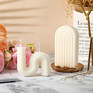 2 Pieces Aesthetic Candles Twist Candle Trendy Candles Arch Shaped Candles Minimalist Geometric Shaped Candles Soy Wax Scented Candle Art Decorative S Shape Candle for Wedding Christmas Birthday Gift