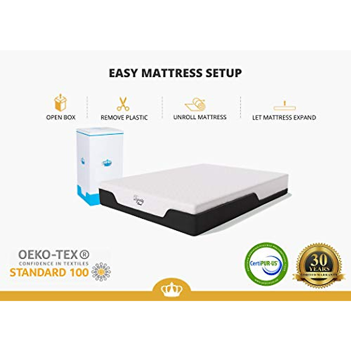 DYNASTY MATTRESS 12 inch CoolBreeze Classic Cooling Gel Memory Foam Mattress for RV (Medium Firm - RV King 72x80)