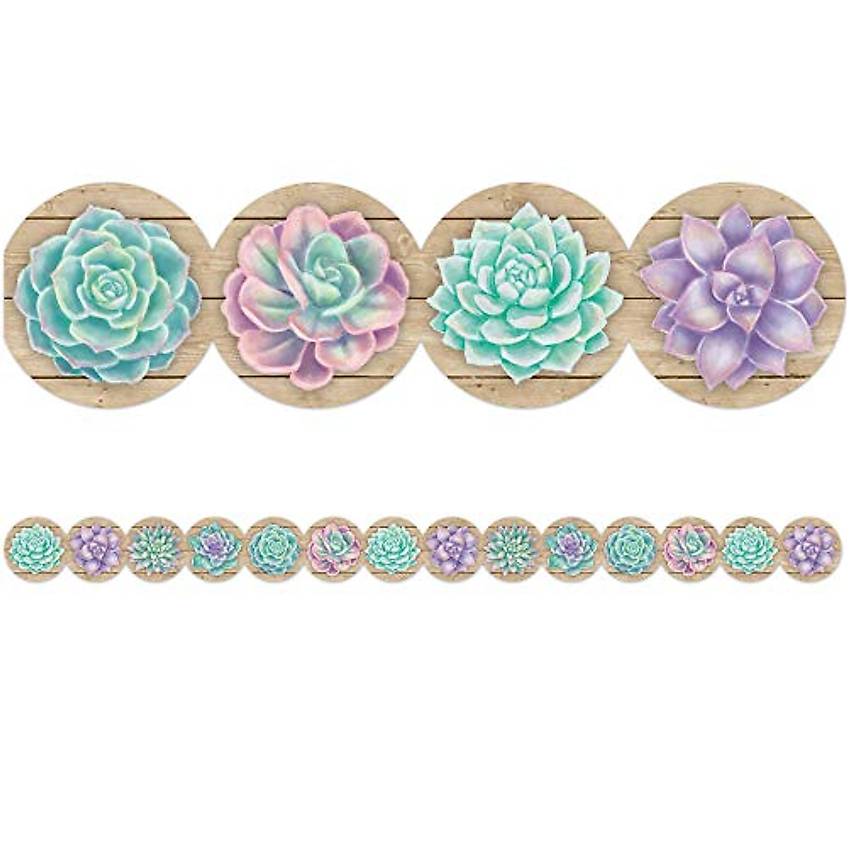Rustic Bloom Succulent Die-Cut Border Trim