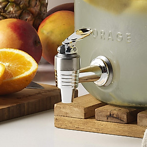 Mason Craft & More Drinkware Collection- Durable Glass Beverage Glassware, 3 Gallon Mason Drink Dispenser With Leak Proof Spigot and Screw On Metal Lid