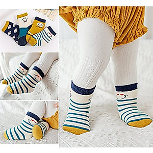 Fly love Toddler Winter Socks Kids Wool Hiking Socks Boys Girls Warm Thick Cotton Boot Crew Socks 5pairs (1-2 Year, Style C (4 Pairs))