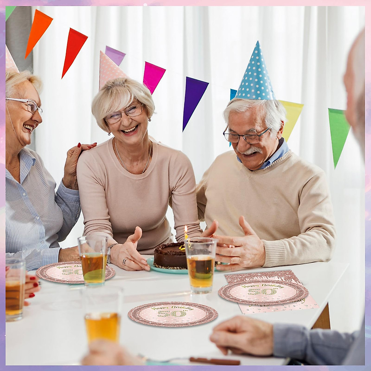 50th Birthday Decorations for Women Rose Gold 1975 Birthday Decorations Rose Gold Party plates and napkins Happy 50 Birthday Disposable Tableware Party Supplies For Girl Women