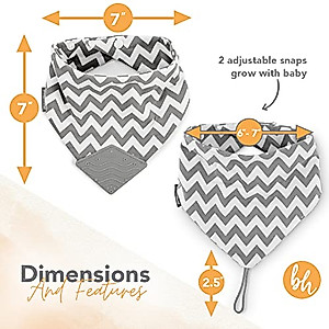 BooginHead Cotton Baby Drool Bibs, Teething Bib and Pacifier Holder Bib, Gray Chevron