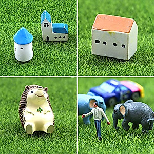 ELCOHO 10 Pieces Artificial Garden Grass Lawn Life-Like Fairy Artificial Grass Lawn Miniature Fairy Garden Ornament Dollhouse Decoration, 6 x 6 Inches
