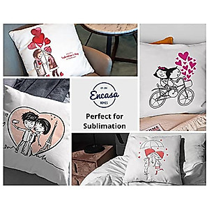 Encasa Homes Throw Pillow Covers Only (No Insert) (18x18) - Sublimation Blank White 4 Pc Pack with Invisible Zipper -Polyester Twill Cushion Cases for DIY, Printing & Painting