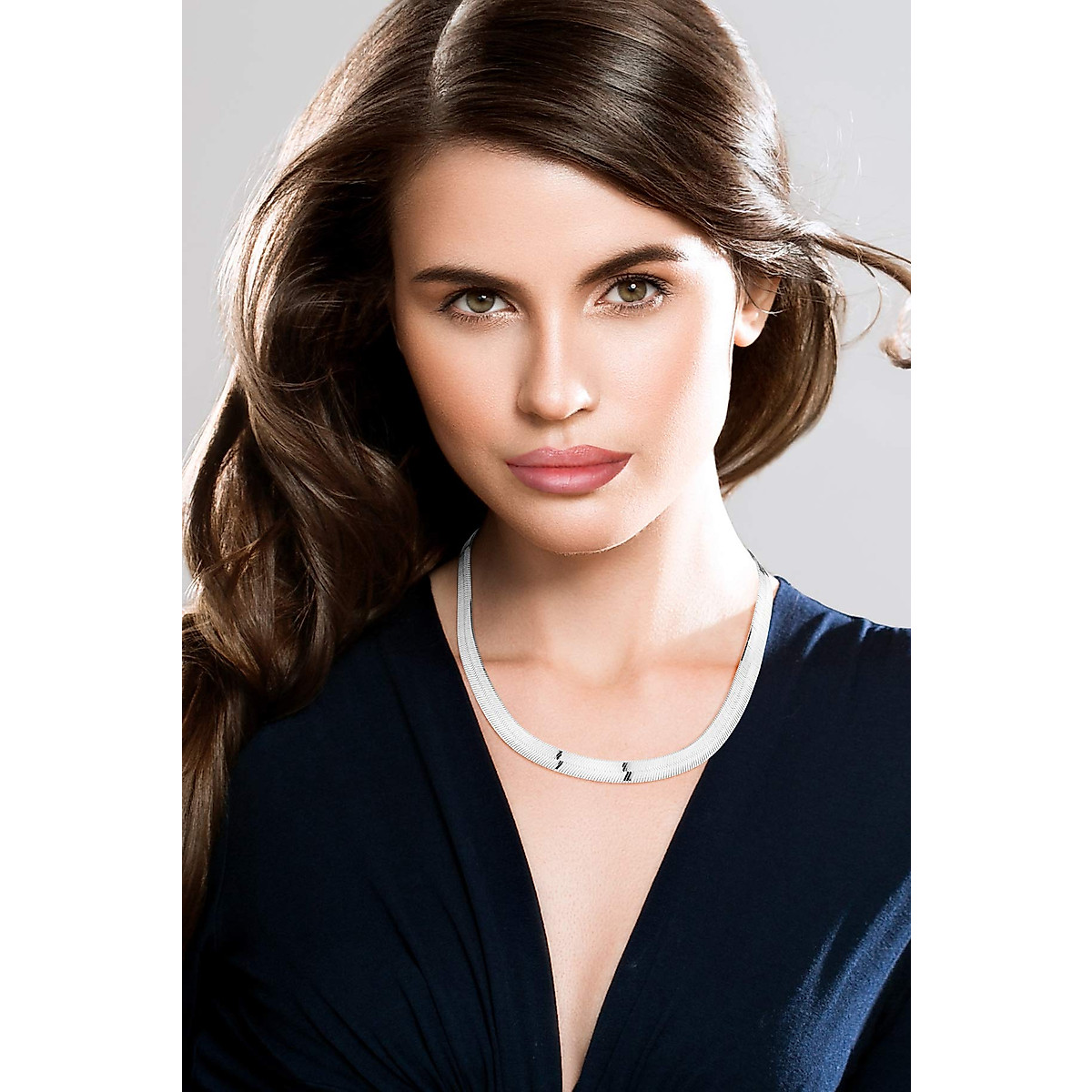 Miabella Solid 925 Sterling Silver Italian 10mm Flat Herringbone Chain Necklace for Women, Made in Italy (Length 20 Inches)