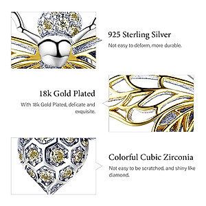 GNOCE Eternal Starfish Honey bee Stopper for Charm Bracelets 925 Sterling Silver Animal Stopper Fit Bracelet/Necklace For Women Mother's Day Gift (bee)