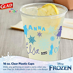 Glad for Kids Disney Frozen 16oz Clear Plastic Cups | Disney Frozen Plastic Cups, Kids Snack Cups | Kid-Friendly Plastic Cups for Everyday Use, 16oz Plastic Cups 36 Ct