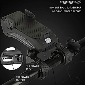 Bicycle Headlight Bike Lights USB Rechargeable 4 in 1 Multifunction Bicycle Headlight with Mobile Phone Stand 4000 MAH Power Bank 130 dB Speaker 400 Lumen IPX65 Waterproof Bike Headlight