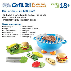 Learning Resources New Sprouts Grill It! Barbecue Set - 22 Piece Set, Ages 18+ Months Toddler Learning Toys, Preschool Toys, Pretend Play Food, Outdoor Play Food Toys